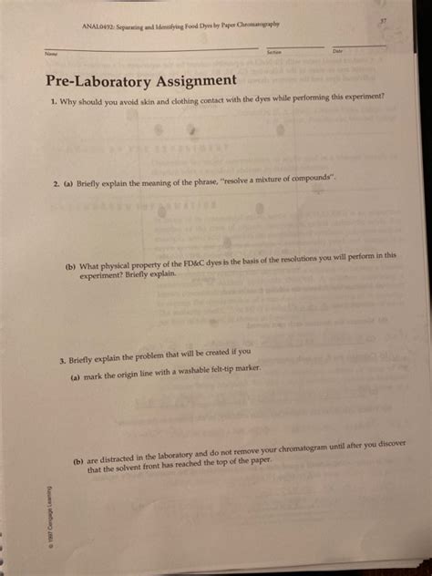 Solved ANALO Separating And Identifying Food Dyes By Chegg Com