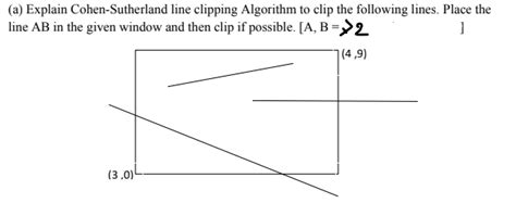 Solved A Explain Cohen Sutherland Line Clipping Algorithm Chegg