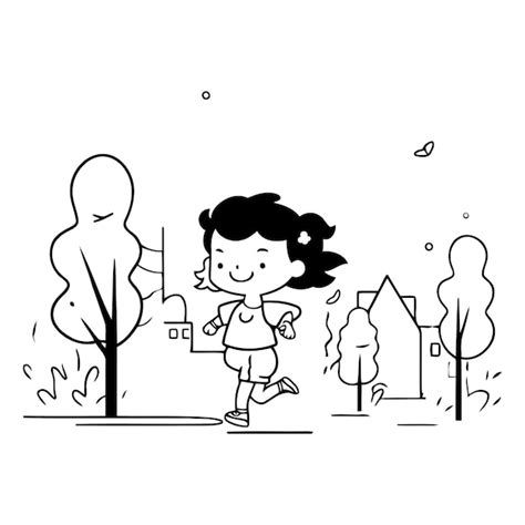 공원에서 만화 스타일로 달리는 귀여운 어린 소녀 프리미엄 벡터 공원에서 만화 스타일로 달리는 귀여운 어린 소녀 프리미엄 벡터