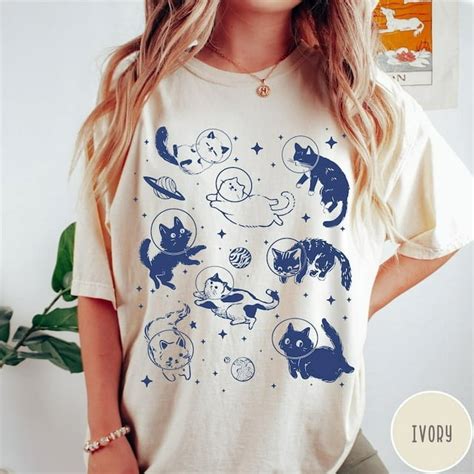 Cats In Space Shirt Funny Cat Tshirt Oversized Shirt Aesthetic