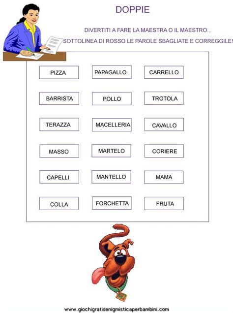 Schede Didattiche Doppie2 Giochi Per Bambini Scuola Elementare