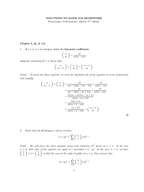 Math 3110 Homework Solutions Pdf Group Mathematics Ring Mathematics