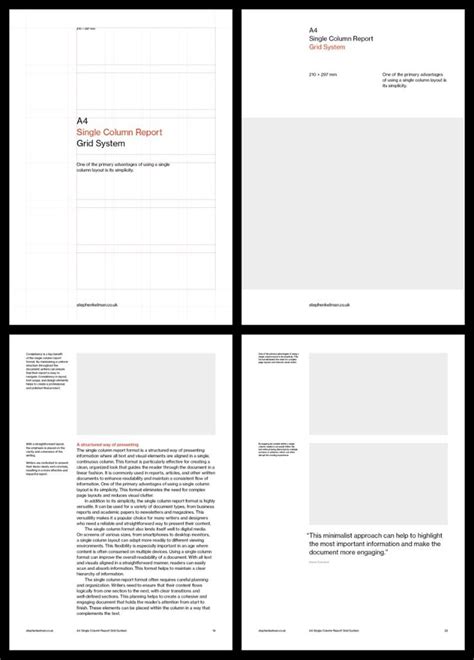 Minimal A4 Report Grid System Template For Indesign Book Design Layout Indesign Layout