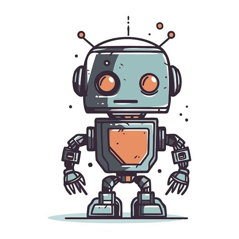 Premium Vector Cute Robot Vector Illustration Hand Drawn Cartoon Robot Vector Illustration