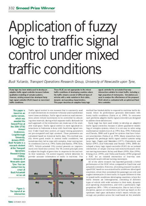 Pdf Application Of Fuzzy Logic To Traffic Signal Control Under Mixed