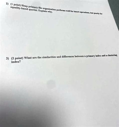 Solved Equality Based Queries Explain Why 32 Points What Are The