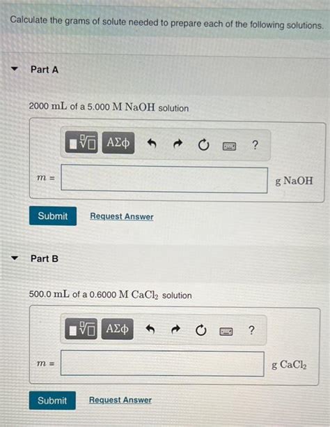 Solved Calculate The Grams Of Solute Needed To Prepare Each Chegg Com