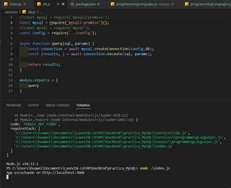 Crud Mysql Y Nodejs Modulos Mysqlpromise Not Found · Launch X Latam