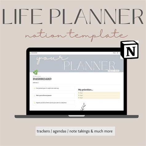 Notion Template Life Planner Notion Dashboard Notion Planner All In One Notion Templates With