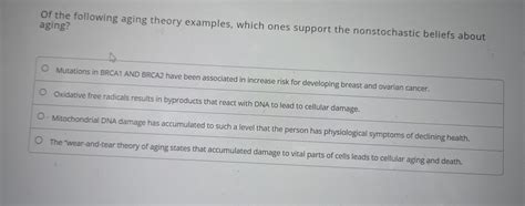 Solved Of The Following Aging Theory Examples Which Ones