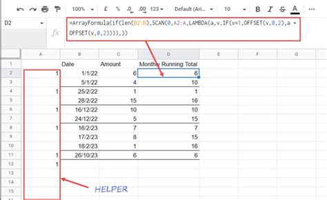 Running Total With Monthly Reset In Google Sheets