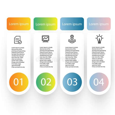 Infographic Circle With Rectangle Shape Vector Template Process Concept Step For Strategy Stock