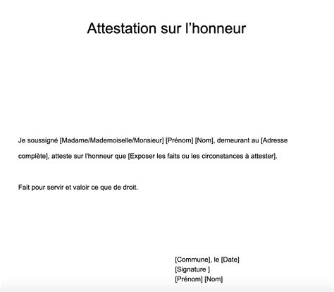 Modèle Attestation De Domicile Sur Lhonneur Guide Complet Immersion