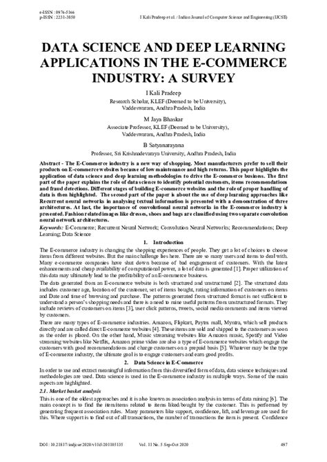 Pdf Data Science And Deep Learning Applications In The E Commerce
