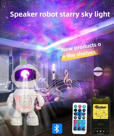 Lampara Mesa Sc Led Robot Proyecta Luces Galaxia Hogar Lau