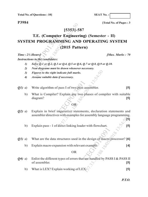 Sppu Paper May Jun 2018 Endsem Pdf Computer Data Operating System Technology