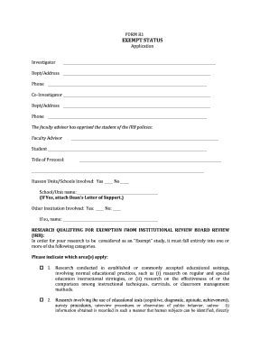 Fillable Online Husson Husson Academics Research Irb Exempt Status Form Rev Doc Fax