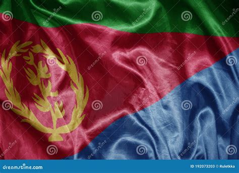Colorful Shining Big National Flag Of Eritrea On A Silky Texture Stock Image Image Of East