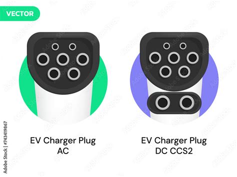 3d Vector Electric Vehicle Charger Plug Type Ac Connector Dc Connector
