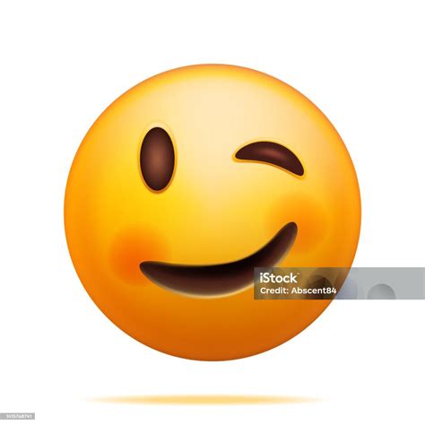 윙킹 얼굴을 가진 3d 노란 행복한 이모티콘 사람 같은 웃는 얼굴에 대한 스톡 벡터 아트 및 기타 이미지 사람 같은 웃는 얼굴 윙크 눈 깜박임 Istock