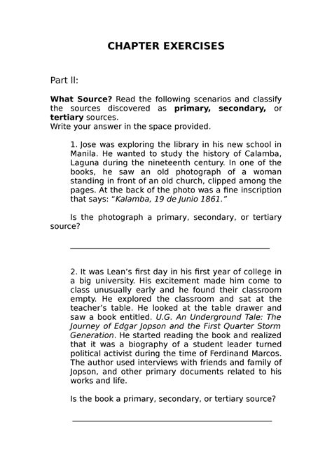 Chapter Exercises Part Ll CHAPTER EXERCISES Part Ll What Source Read The Following Scenarios