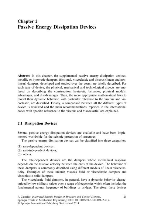 Pdf Passive Energy Dissipation Devices