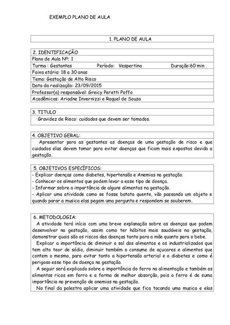 Plano De Aula Modelo Pronto