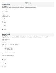 C Programming Quiz Loops Arrays And Control Structures Course Hero
