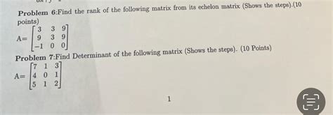 solved problem 6 find the rank of the following matrix from