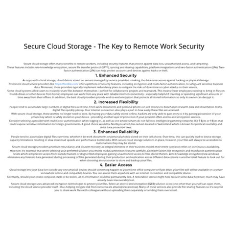 Secure Cloud Storage The Key To Remote Work Security