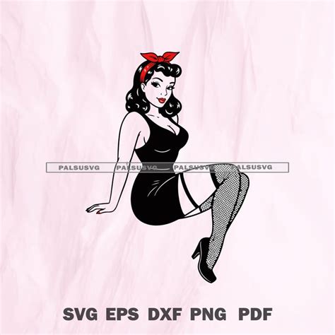 Pinup Girl Svg Pin Up Girl Silhouette Cut File Dxf Png Pdf Cricut