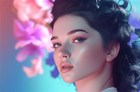 Premium Ai Image Vaporwave Beautiful Woman Fashion Model Life Generate Ai