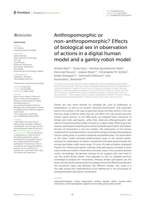 Pdf Anthropomorphic Or Non Anthropomorphic Effects Of Biological Sex