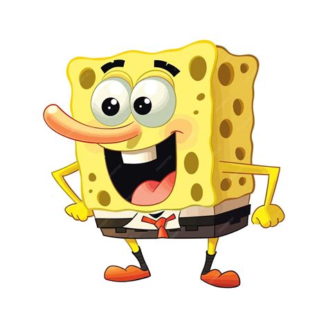 스폰지밥 스폰지밥 네모바지 만화 캐릭터 재미있는 스폰지 스폰지밥 벡터 그림의 초상화 프리미엄 벡터