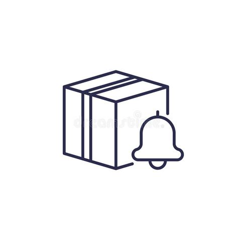 Order Delivery Notification Line Icon With Parcel Stock Vector