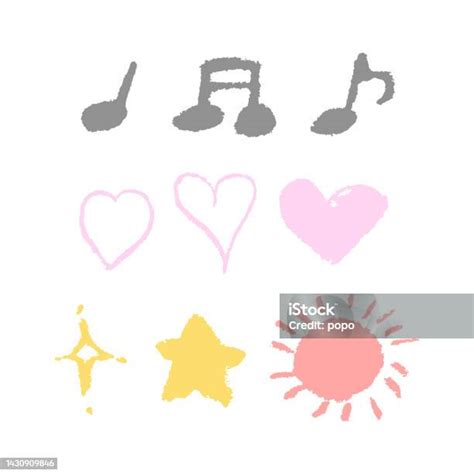 손으로 그린 스타일 기호의 벡터 일러스트레이션입니다 음표 하트 별 태양 0명에 대한 스톡 벡터 아트 및 기타 이미지 0명 고등학교 이하 광고 Istock
