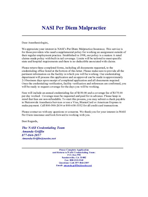 Anesthesiologist Per Diem Malpractice Application Fill Out And Sign