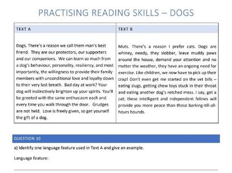 Comparing Texts Question 13 Teaching Resources