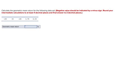 Solved Calculate The Geometric Mean Return For The Following Chegg