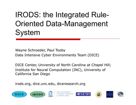 Ppt Irods The Integrated Rule Oriented Data Management System