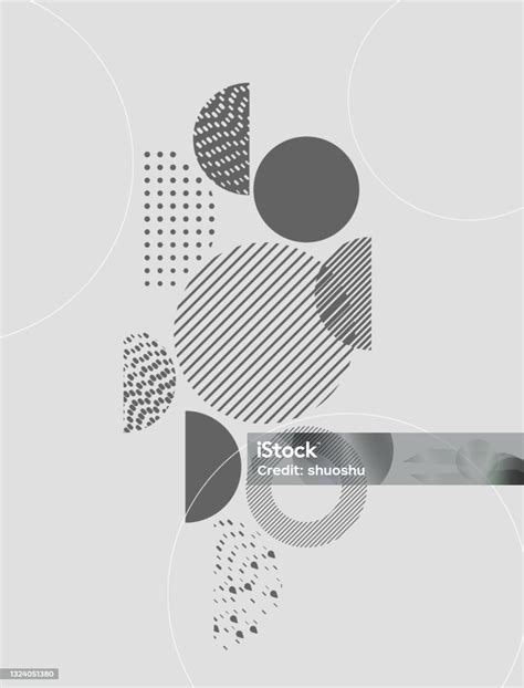 브로셔 디자인을 위한 회색 추상 반원 기하학적 스트라이프 모양 패턴 배경 반원에 대한 스톡 벡터 아트 및 기타 이미지 반원