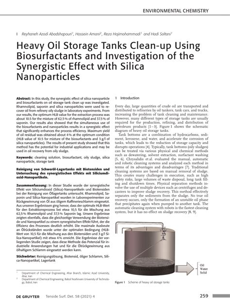 Pdf Heavy Oil Storage Tanks Clean Up Using Biosurfactants And Investigation Of The Synergistic