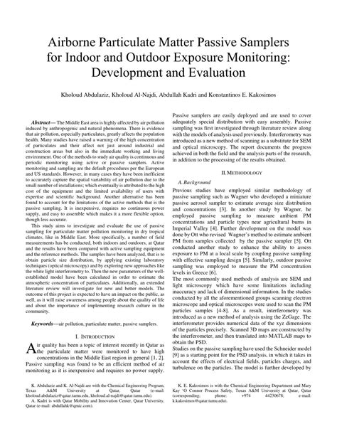 Pdf Airborne Particulate Matter Passive Samplers For Indoor And Outdoor Exposure Monitoring