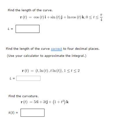 Solved Find The Length Of The Curve R T Cos T I Sin T Chegg Com
