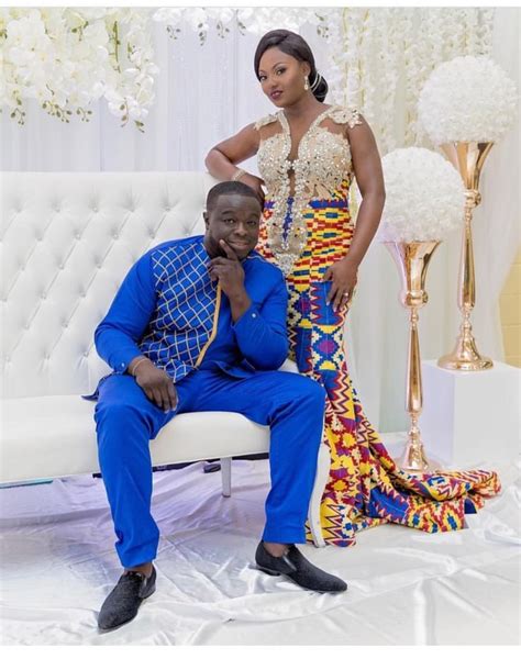 A Lovely Mix Of Kente And Lace For Her Engagement Dress African
