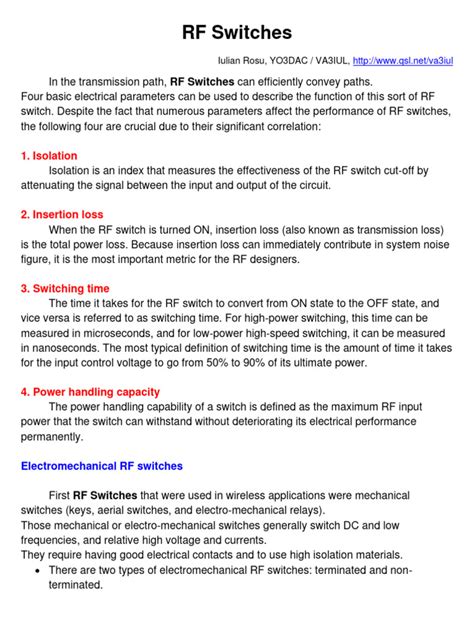 Rf Switches Pdf Field Effect Transistor Capacitor
