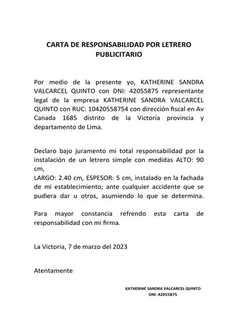 Modelo De Carta De Responsabilidad Vroguemodelo De Relevo De Coimbra