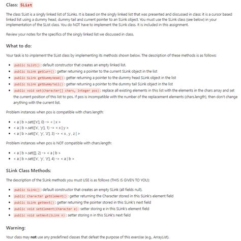 solved class slist the class slist is a singly linked list