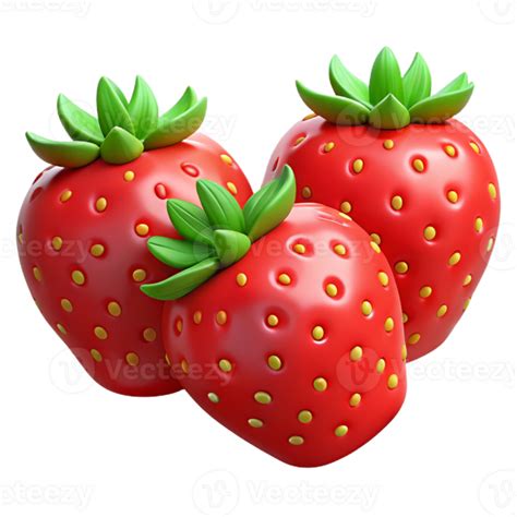 3d Cartoon Strawberries Illustration 53812038 Png