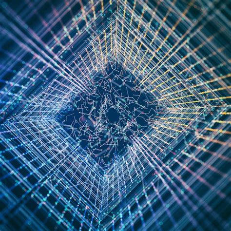 Premium Ai Image Abstract Grid Background With Interconnected Particles In The Center